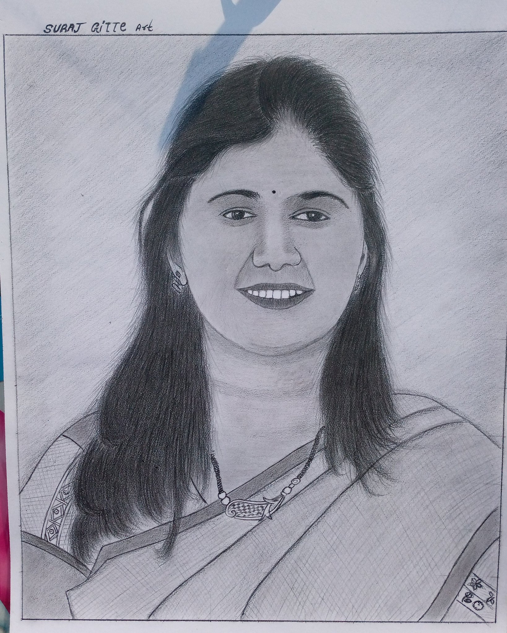 suraj gitte art on Twitter: "मी काढलेल पंकजाताईच चित्र…