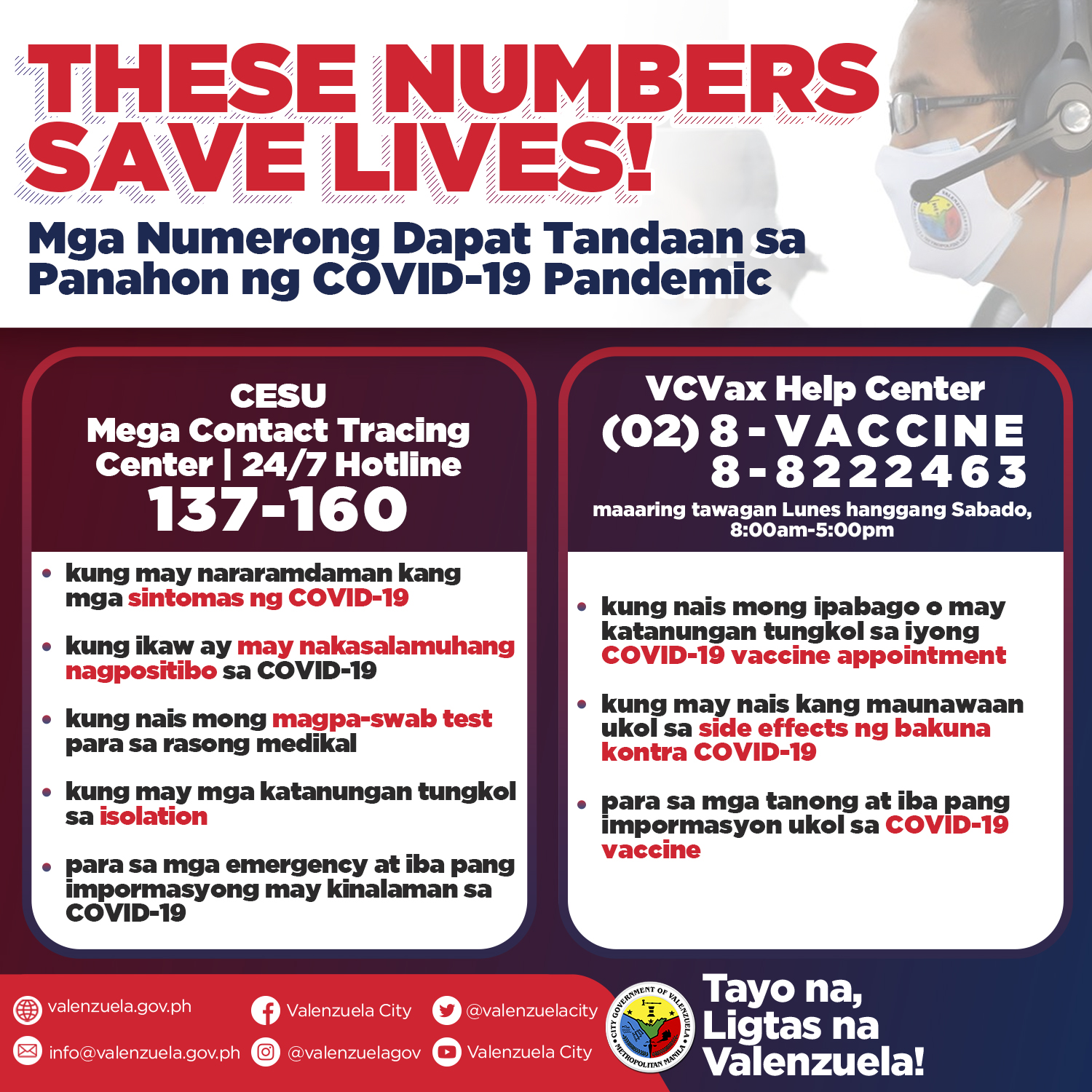 valenzuelacity on Twitter: "Narito ang mga numerong dapat ninyong tandaan sa panahon ng COVID-19 ...
