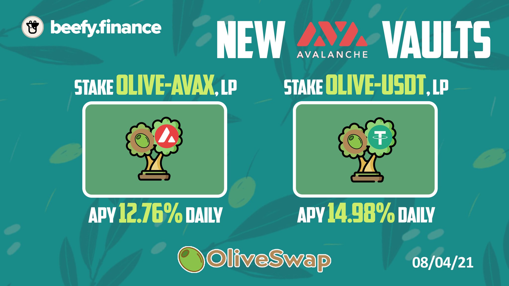 Beefy Finance on Twitter: "We just launched 2 @OliveCashBsc 🫒 vaults on #avalanche network ...