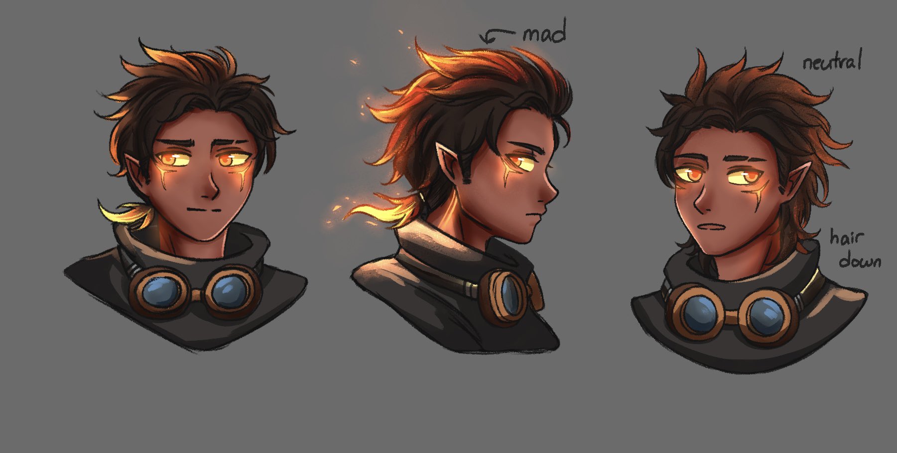Oc Ahi Fire Genasi Fighter Characterdrawing Fire