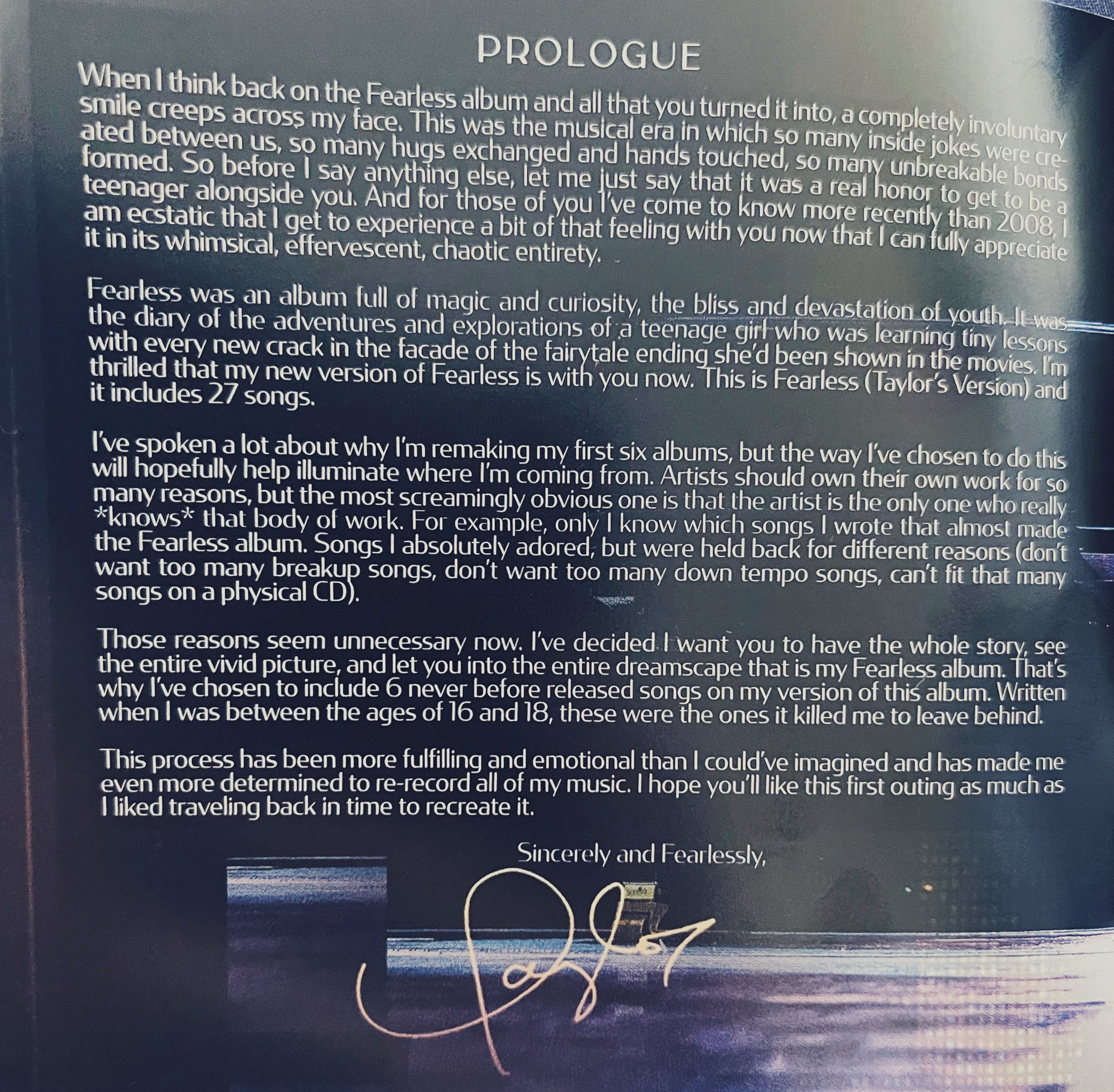 Taylor Swift Fearless Album Back