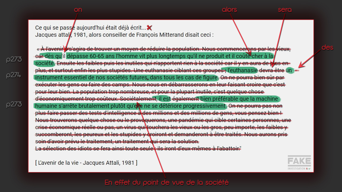 FAKE Investigation on Twitter: " Ce texte, attribué à Jacques Attali ...