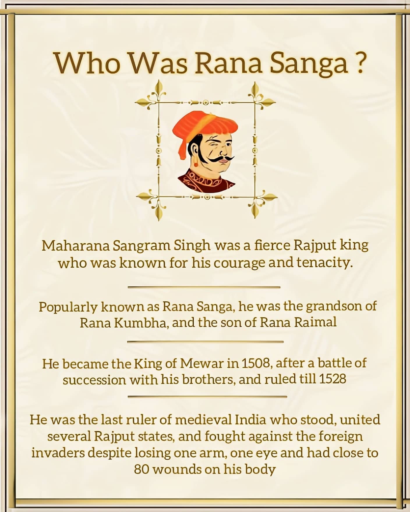Maharana Sangram Singh (rana Sanga) Was The Ruler Of