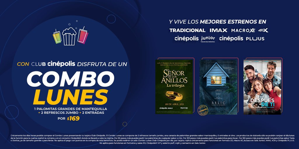 Cinépolis on Twitter: "Socio de Club Cinépolis, recuerda que puedes pedir tu Combo Lunes a ...