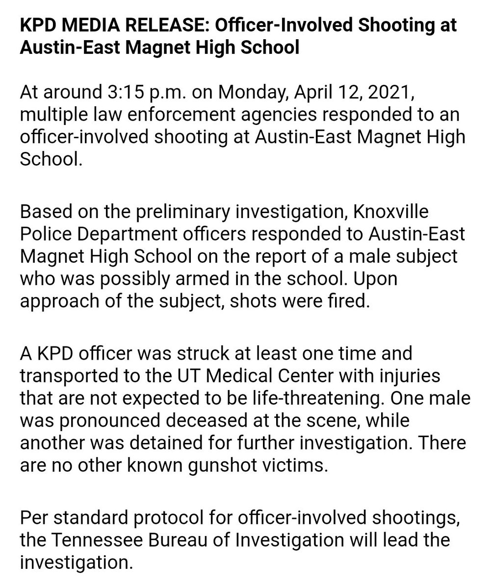 Knoxville Police Tn On Twitter Officer Involved Shooting At Austin