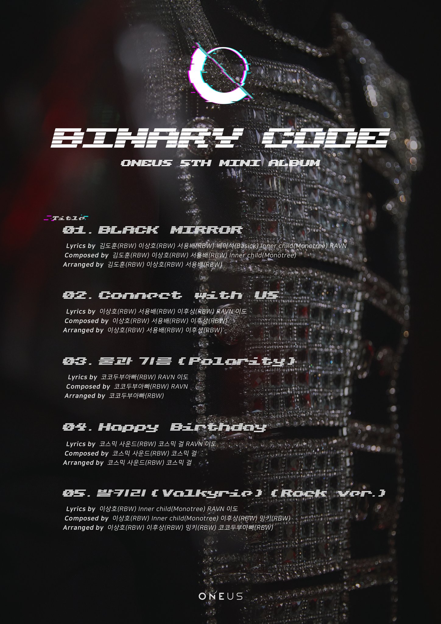ONEUS on Twitter: "[#ONEUS] 5TH MINI ALBUM ‘BINARY CODE’ 2021.05.11 6PM RELEASE 🔸 TRACK LIST 🔸 ...