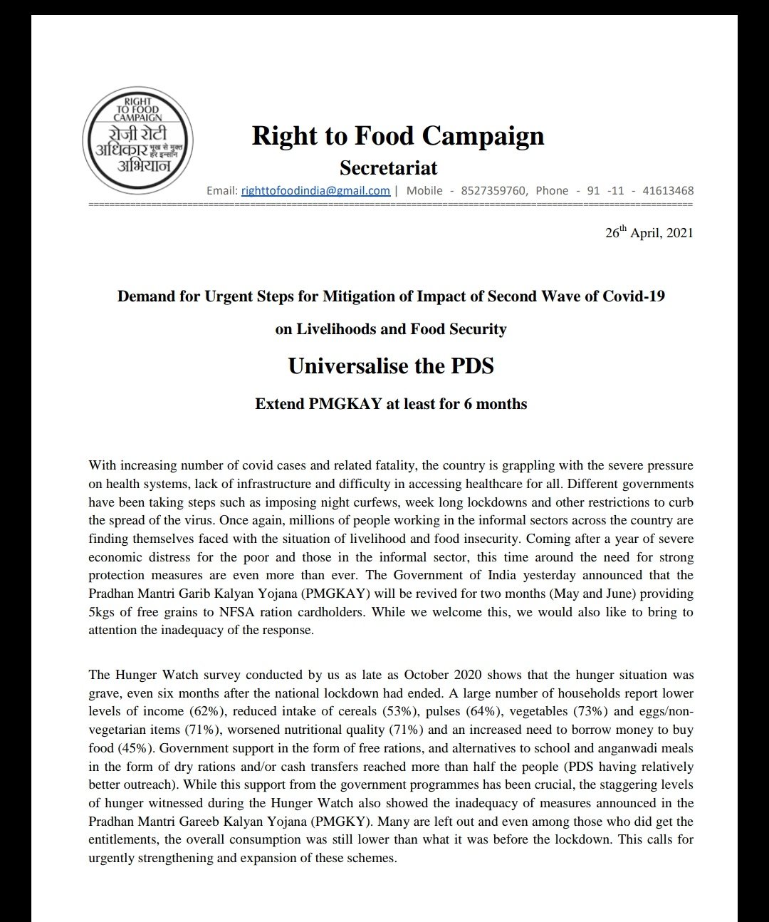 Right To Food Campaign