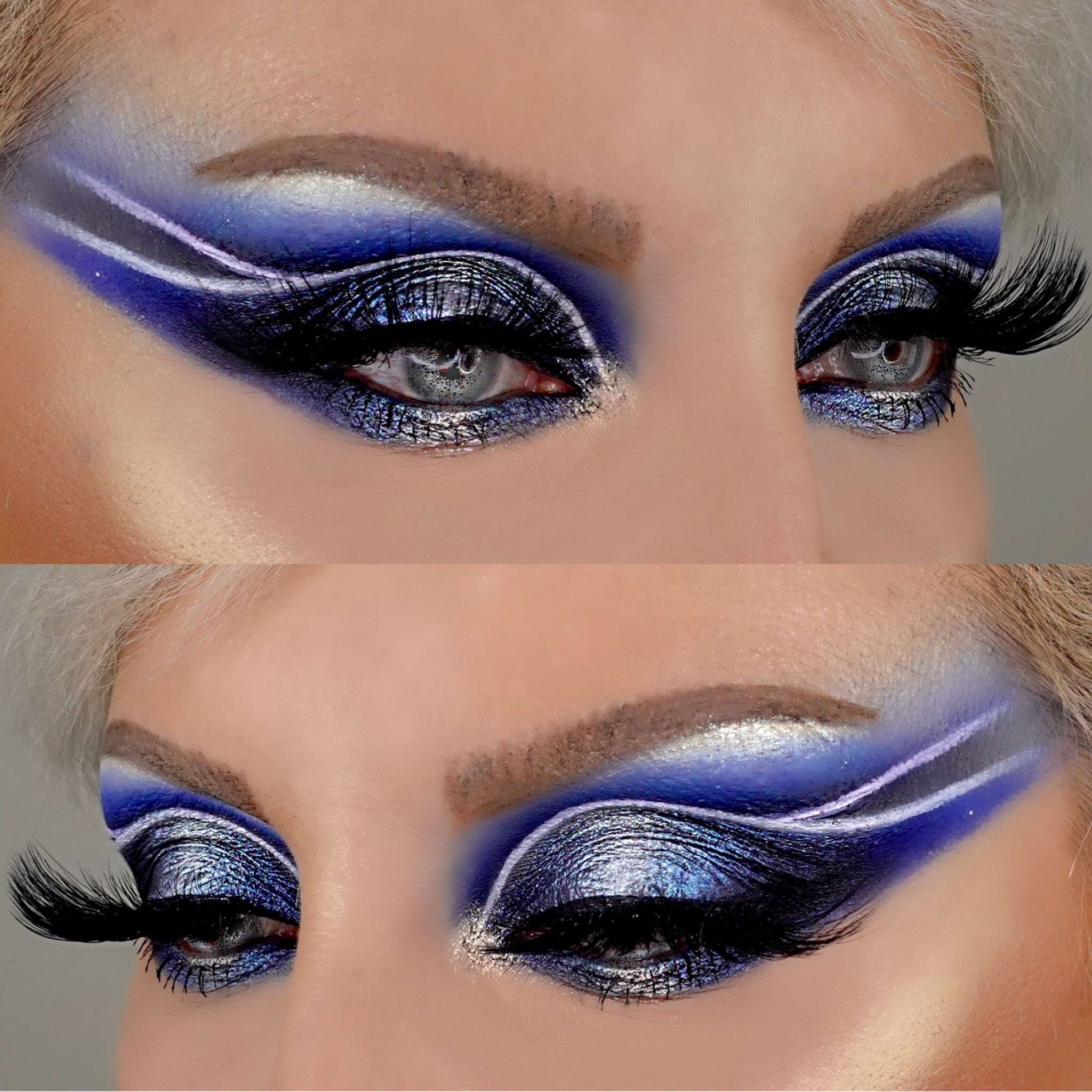 Royal Blue And Silver Makeup