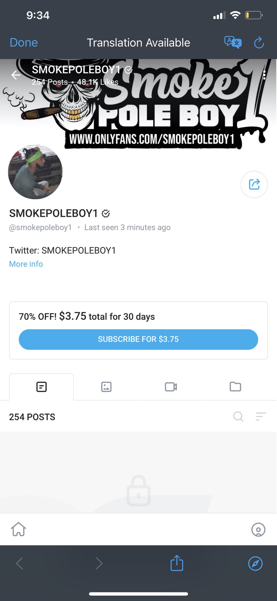TW Pornstars - SMOKEPOLEBOY1. Twitter. Subscribe now for $3.75. 2:34 AM ...