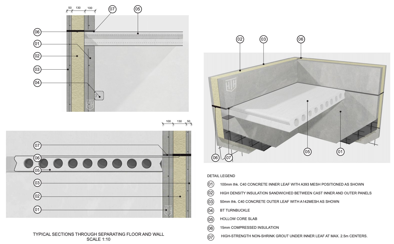 Precast Concrete Wall Section DL115 Precast Concrete Slip Sill