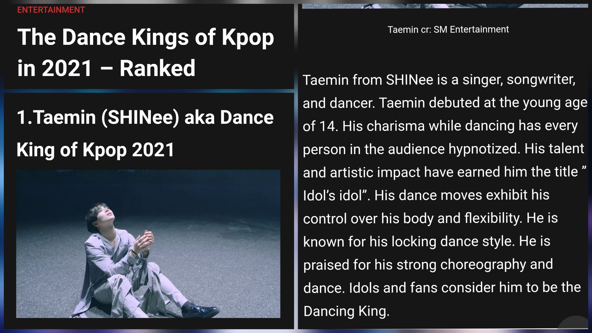 #1 Oricon Weekly🏆42 #1ˢ iTunes WW on Twitter: "«The Dance Kings of Kpop in 2021–Ranked» 1.Taemin ...