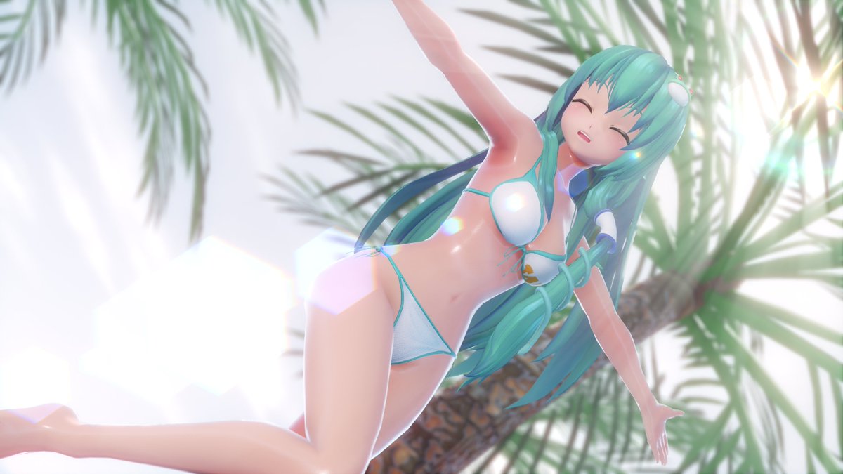 8THMMD on Twitter: "早苗さんで「君の彼女」。2コーラス目は守矢神社にシーンチェンジします。 ビキニ姿で靴下とローファー。これをやりたいがために今の動画を作っていると言っても ...