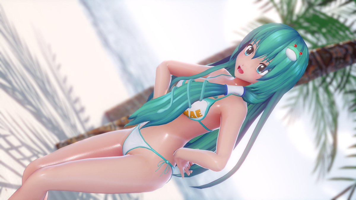 8THMMD on Twitter: "早苗さんで「君の彼女」。2コーラス目は守矢神社にシーンチェンジします。 ビキニ姿で靴下とローファー。これをやりたいがために今の動画を作っていると言っても ...