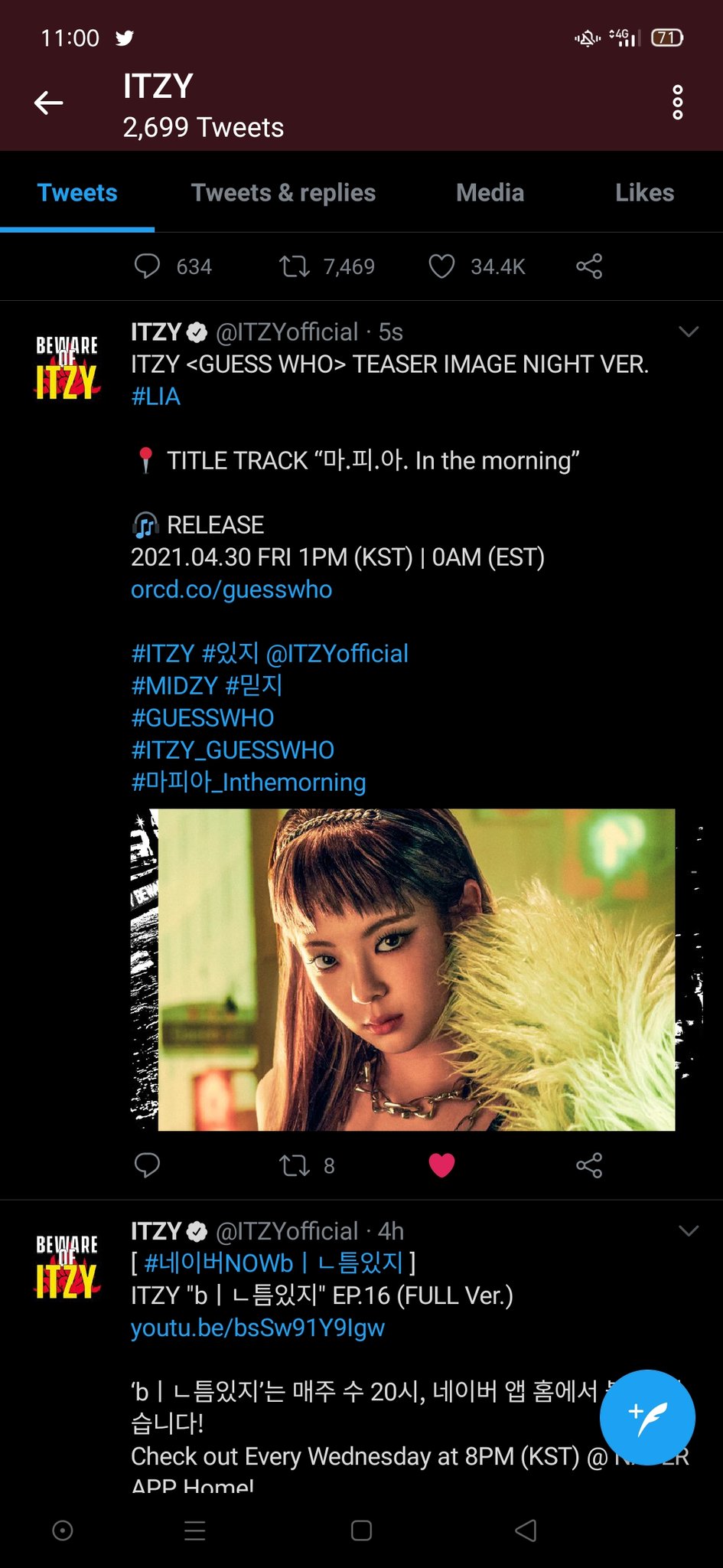 ITZY on Twitter: "ITZY TEASER IMAGE NIGHT VER. #LIA 📍 TITLE TRACK “마.피.아. In the morning” 🎧 ...