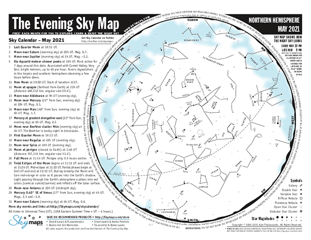 Skymaps.com on Twitter: "The Evening Sky Map for May 2021 is now available. Download PDF: https ...