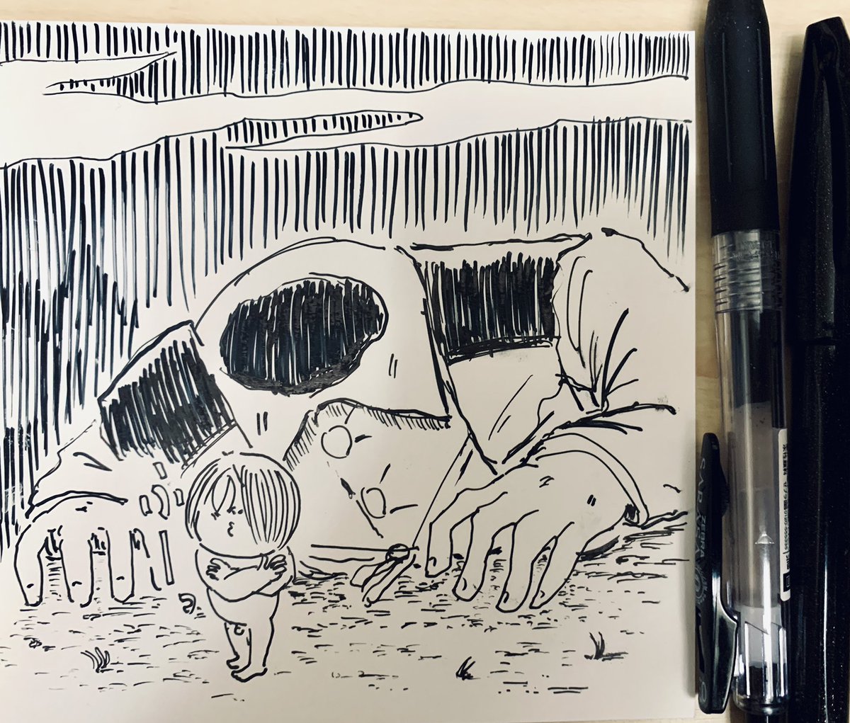 「コラボ記念4コマ漫画 「チーズおかきを食べる鬼太郎」 」猫間川よしを C105日曜日 東ラ13aの漫画