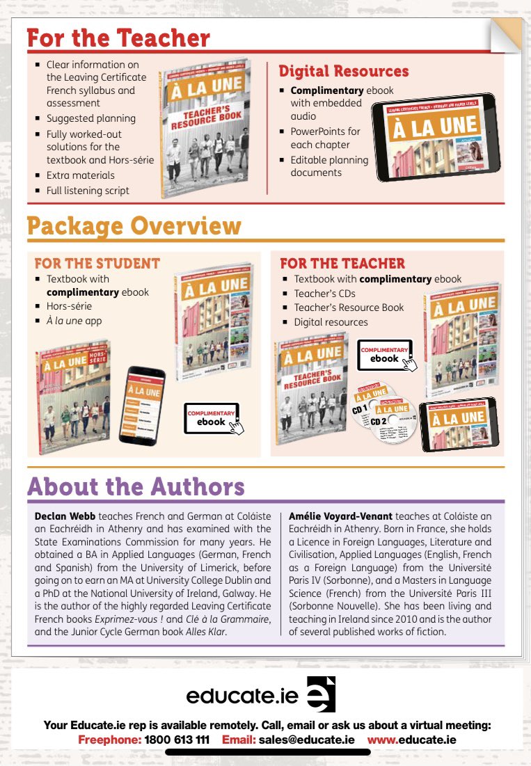 Educate.ie on Twitter: "French teachers: See a full sample of the À La ...