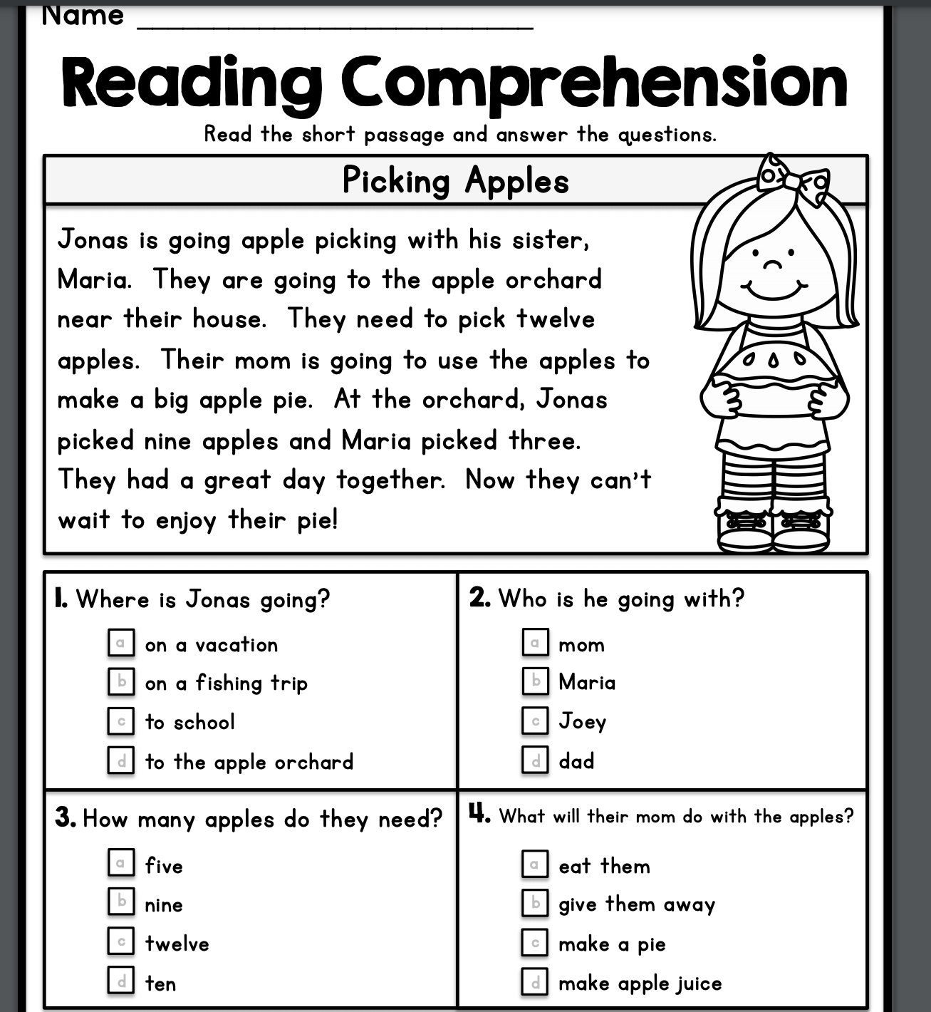 First Grade Reading Comprehension Questions For Parents Reading