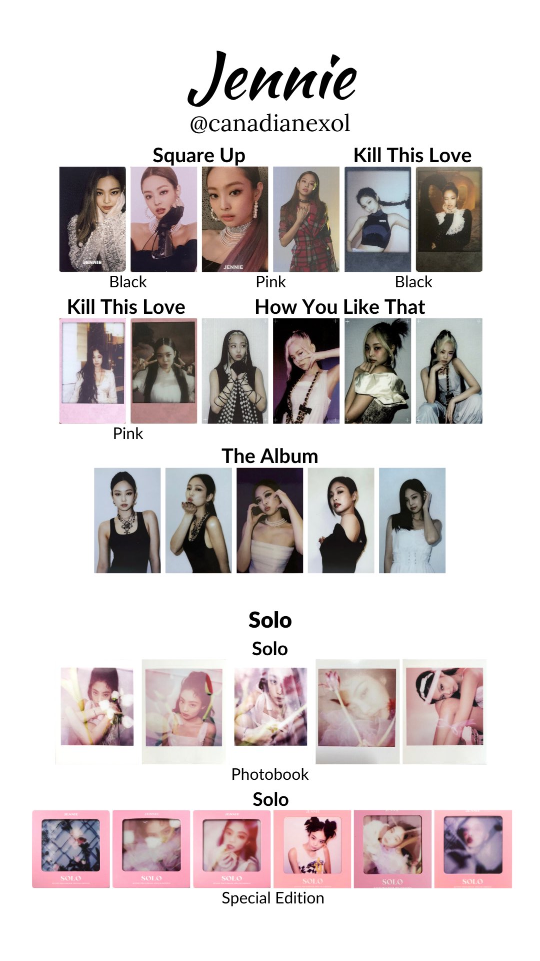 Official Blackpink Jennie Photocards And Polaroids Fr