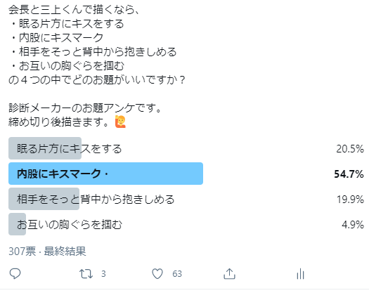 ちはこ＠comico連載中 on Twitter: "創作BL/生徒会長と不良の三上くん おまけマンガ「内股にキスマークの話」（1/2） 診断メーカーによるお題アンケの結果です。 全5Pなので ...