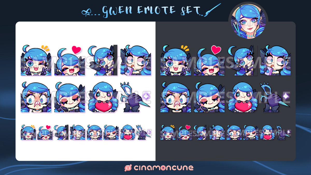 Digital League Of Legends Twitch x7 Gwen Emotes Twitch Art ...
