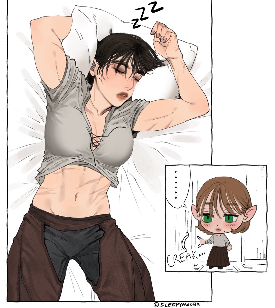 「Shhh she's eepy 😴 」🧛‍♀️mocha 🦇⚢の漫画