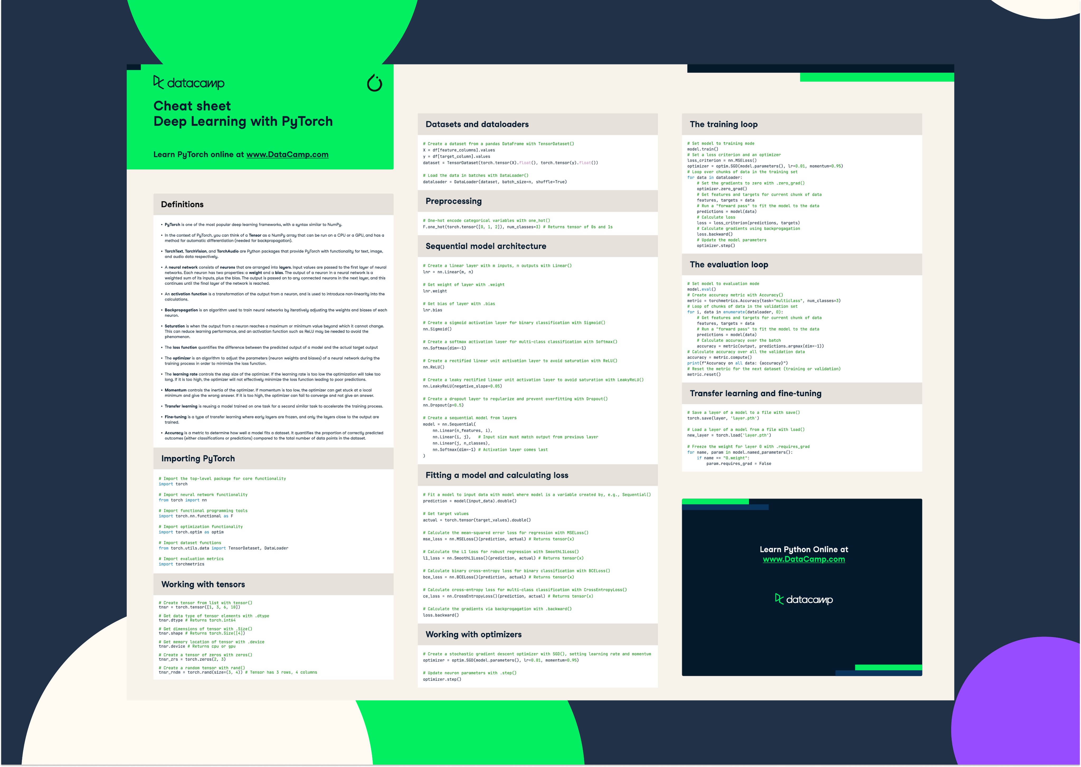 Deep Learning With PyTorch Cheat Sheet DataCamp, 50% OFF Deep Learning With PyTorch Cheat Sheet DataCamp, 50% OFF