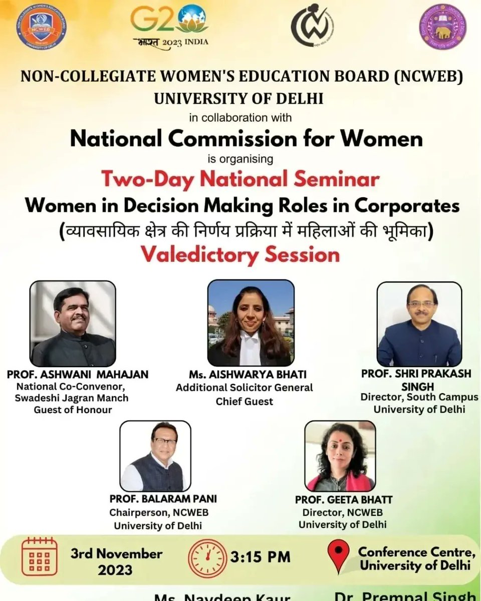 Prof. Geeta Bhatt (Director, NCWEB) gave the Vote of Thanks in the ...