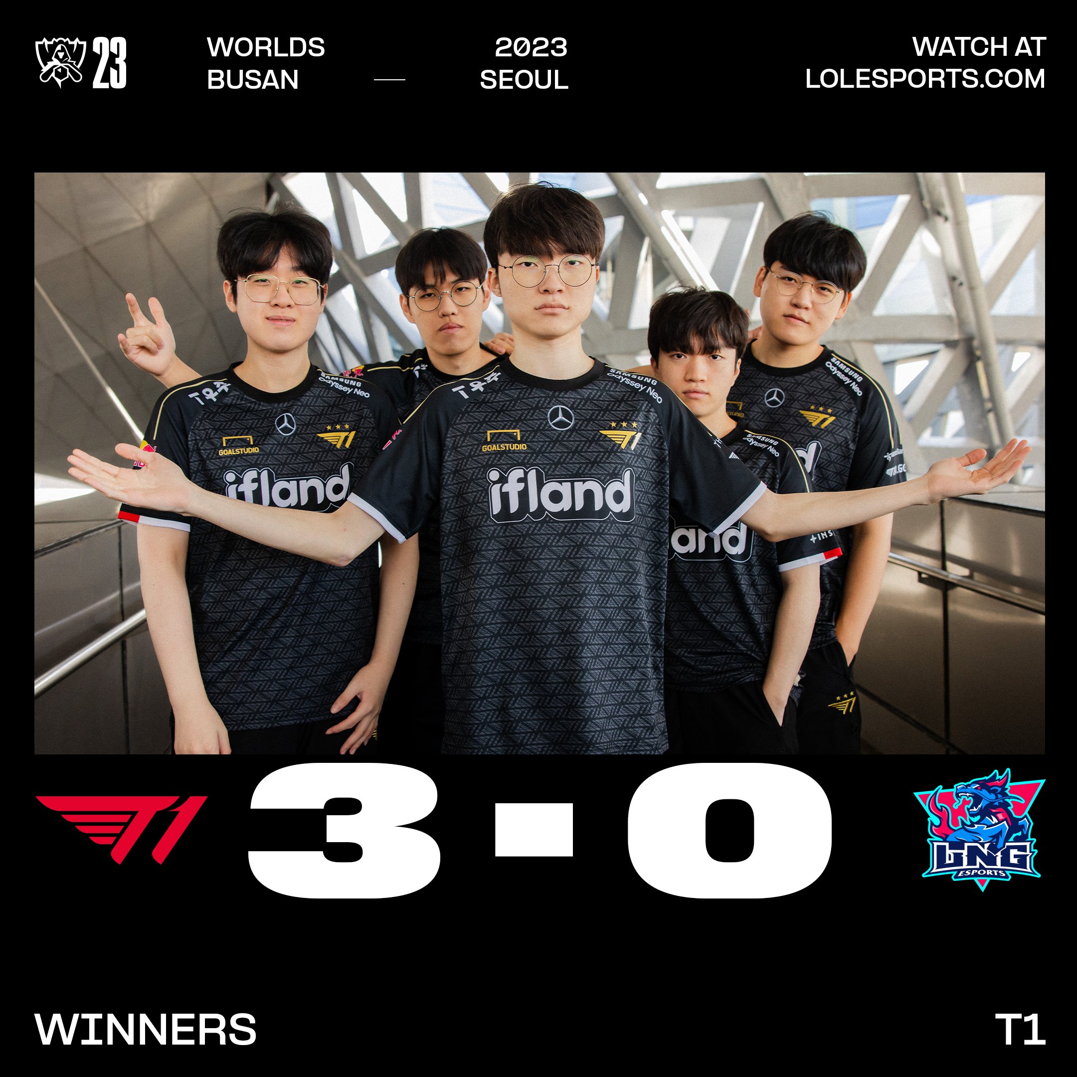 더쿠 - [오피셜] T1 롤드컵 4강 진출 확정! (T1 3 - 0 LNG)