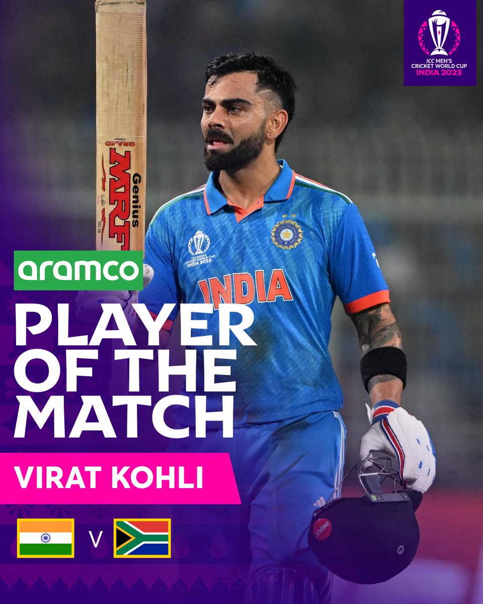 A record century helps Virat Kohli take home the @aramco #POTM 👏 #CWC23 ...