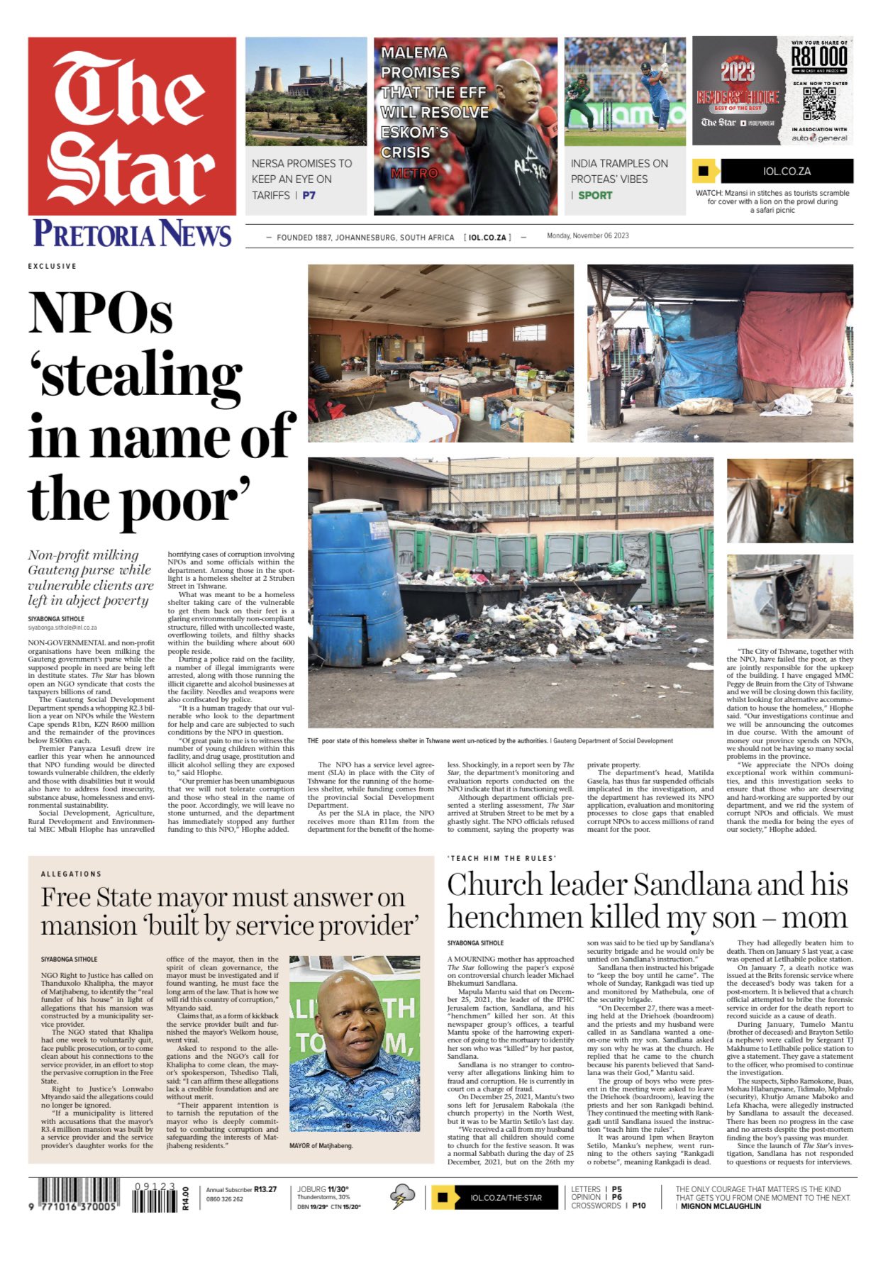 The Star Newspaper Front Page