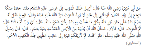 Abu Hurayrah reports that the Prophet said, “The angel of death was ...