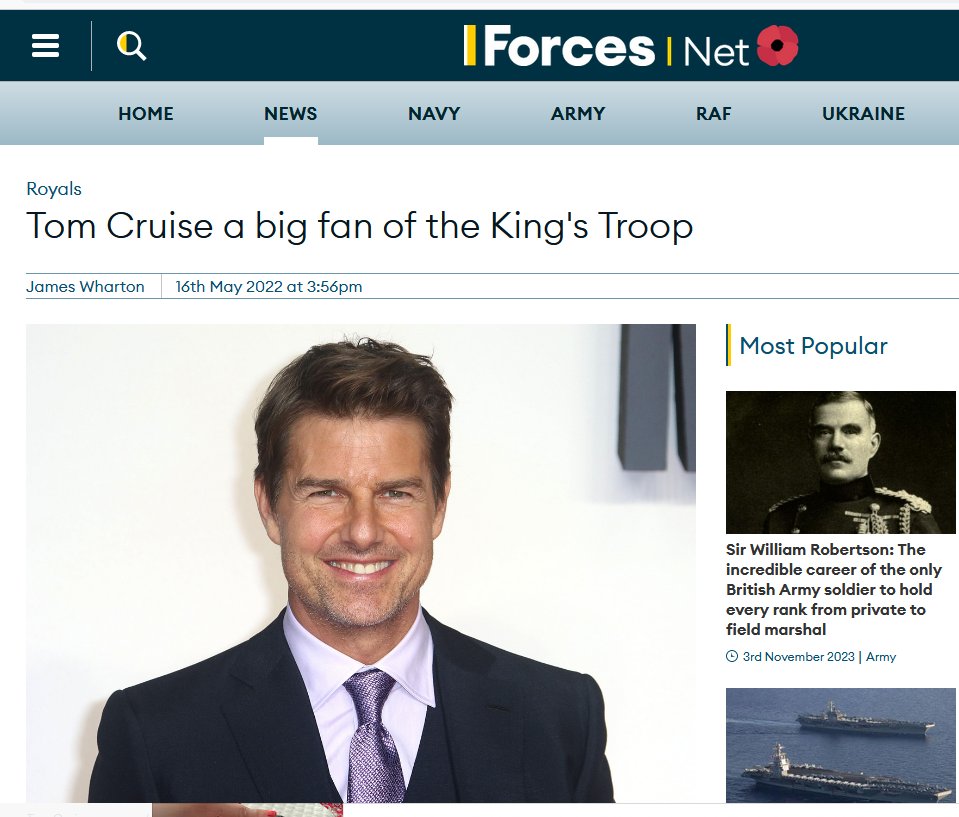 May 2022 "Tom Cruise a big fan of the King's Troop" - Forces Network ...