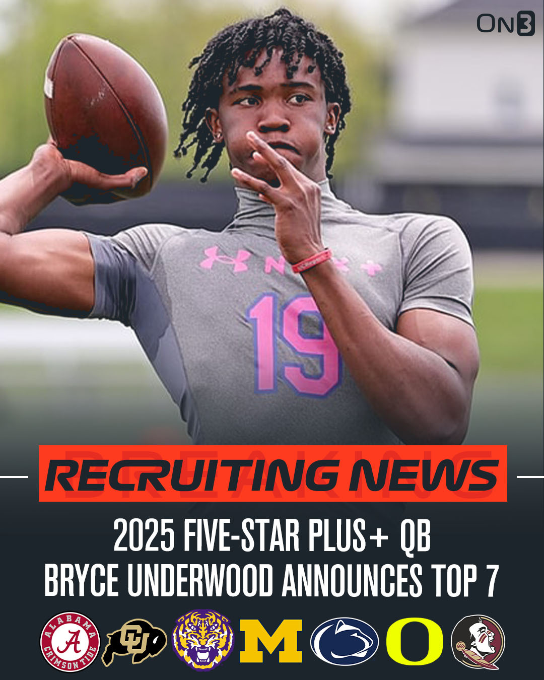 2025 #1 overall QB Bryce Underwood names top 7 | LSU Recruiting