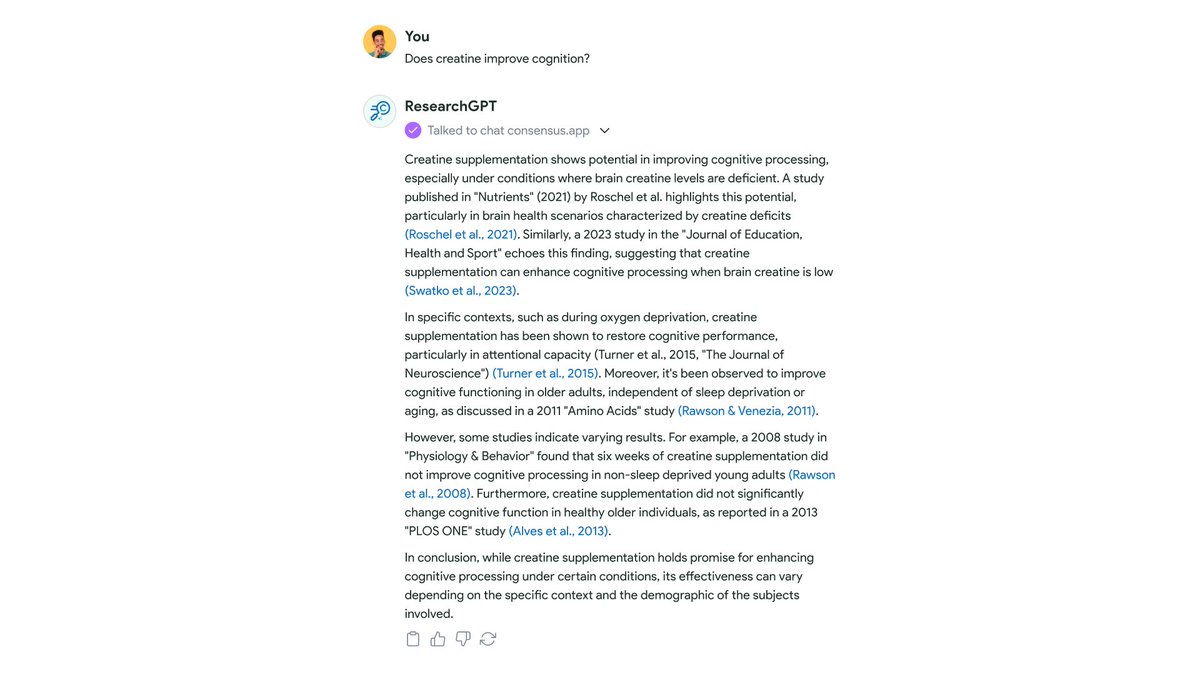 Introducing: ResearchGPT, a custom GPT built by Consensus 🚀 ResearchGPT connects GPT with the ...