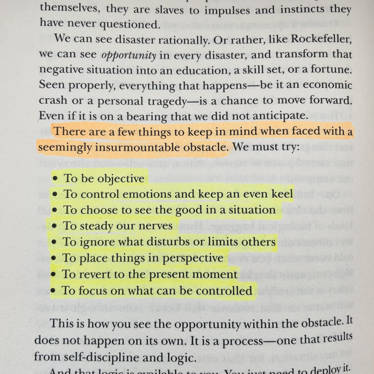 “The Obstacle is the Way by Ryan Holiday” This book shares with us the ...