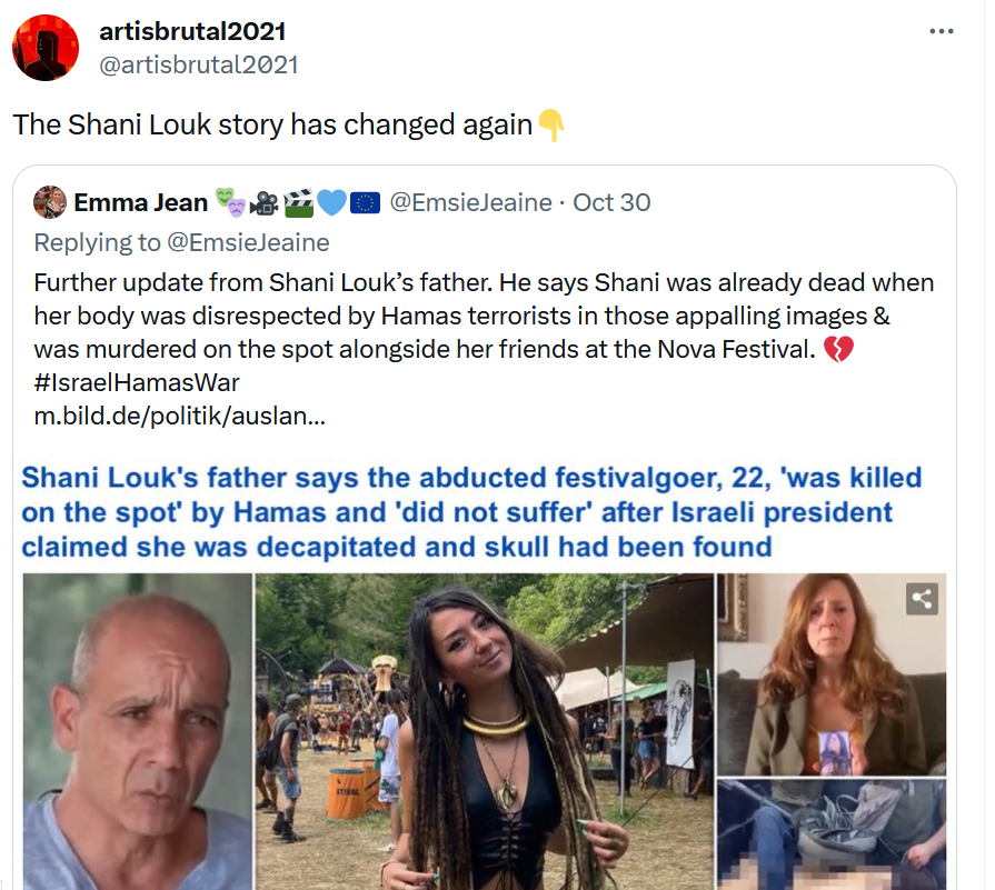 How many times is the Shani Louk story going to change? "Israel Demands ...