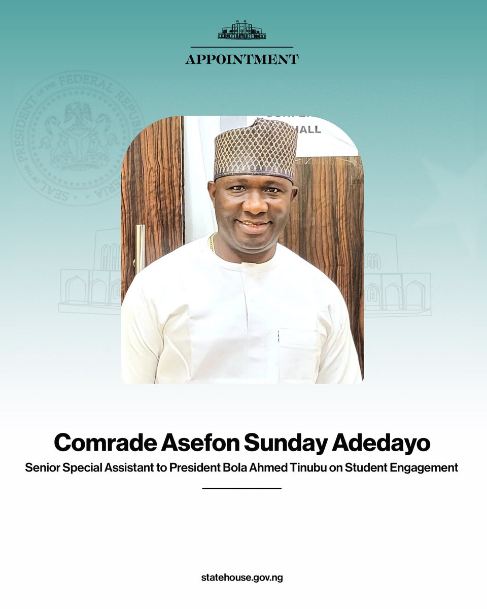 President @officialABAT appoints Comrade Asefon Sunday Adedayo as ...