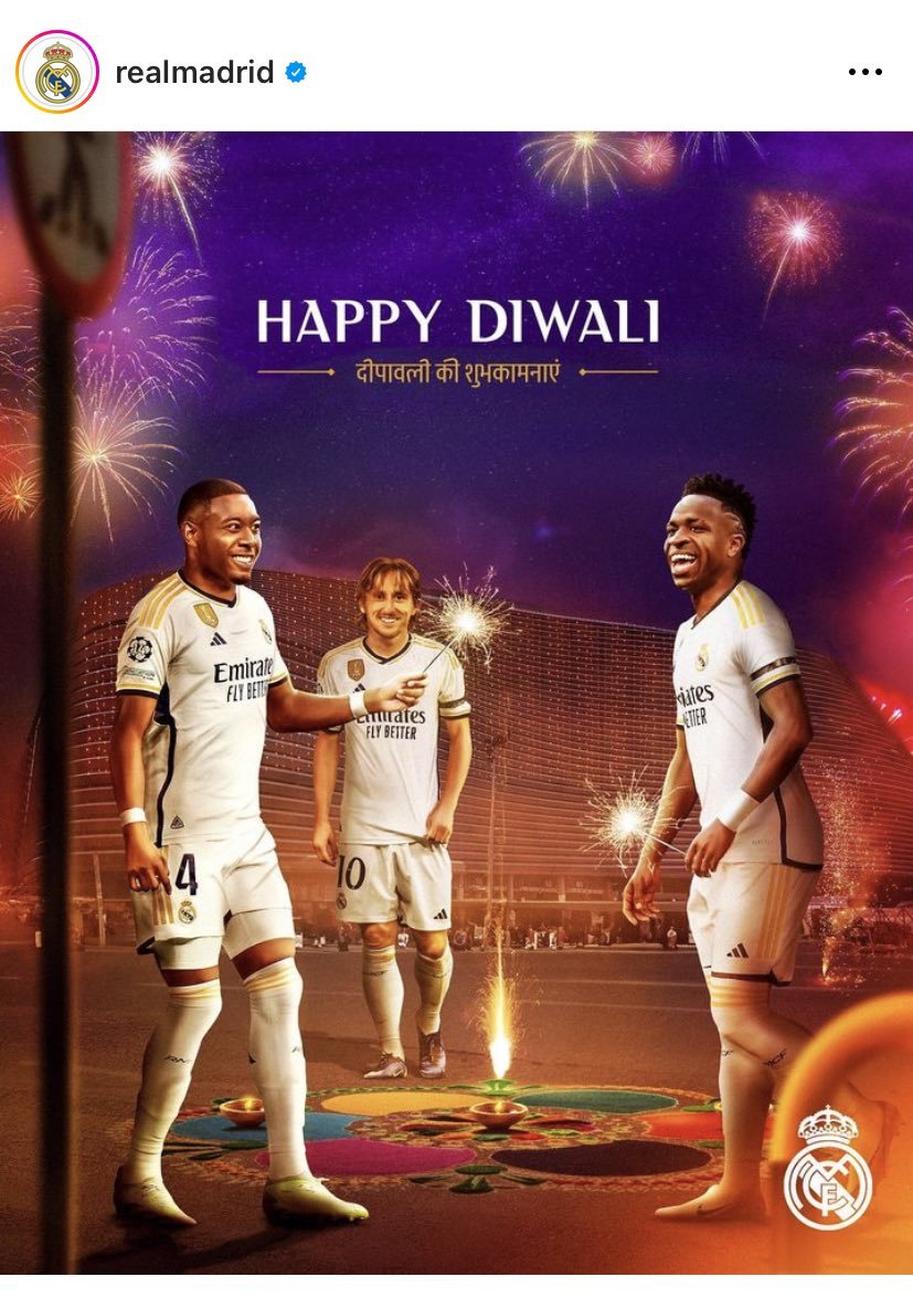 Football Clubs and their Diwali Wishes A Thread 🧵 1. Real Madrid ...