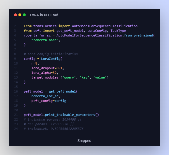Rohan Paul on Twitter: "🚀Parameter efficient fine-tuning (PEFT) using Low-Rank Adaptation (LoRa ...