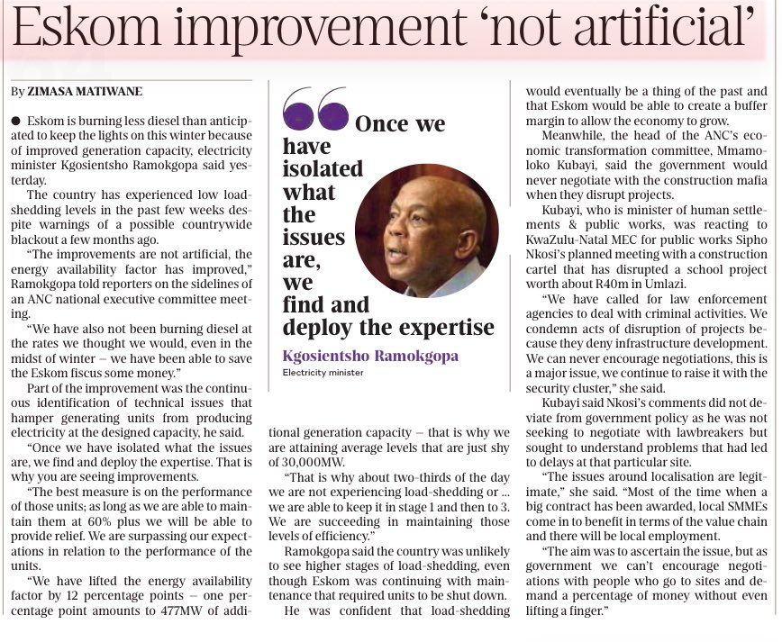 Vusi Sambo on Twitter: "This contradicts the energetic & electrifying Minister of Electricity’s ...