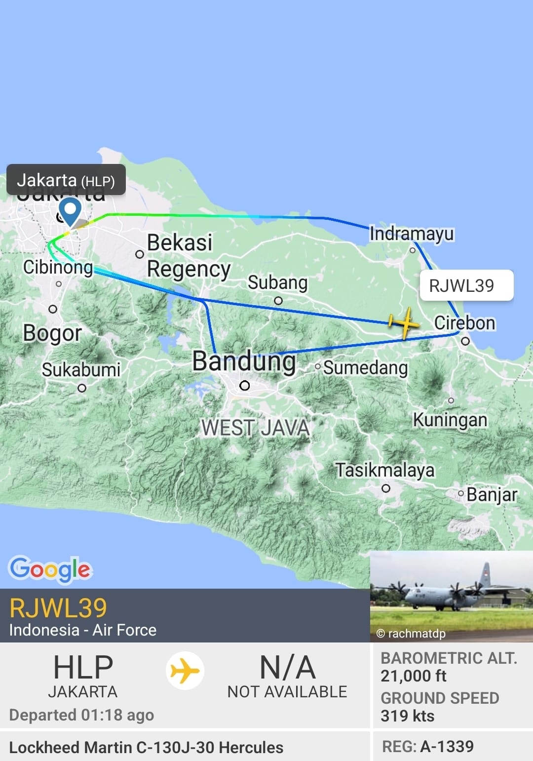 defenceview on Twitter: "Indonesian Air Force's C-130J-30 (A-1339) currently circling West Java ...