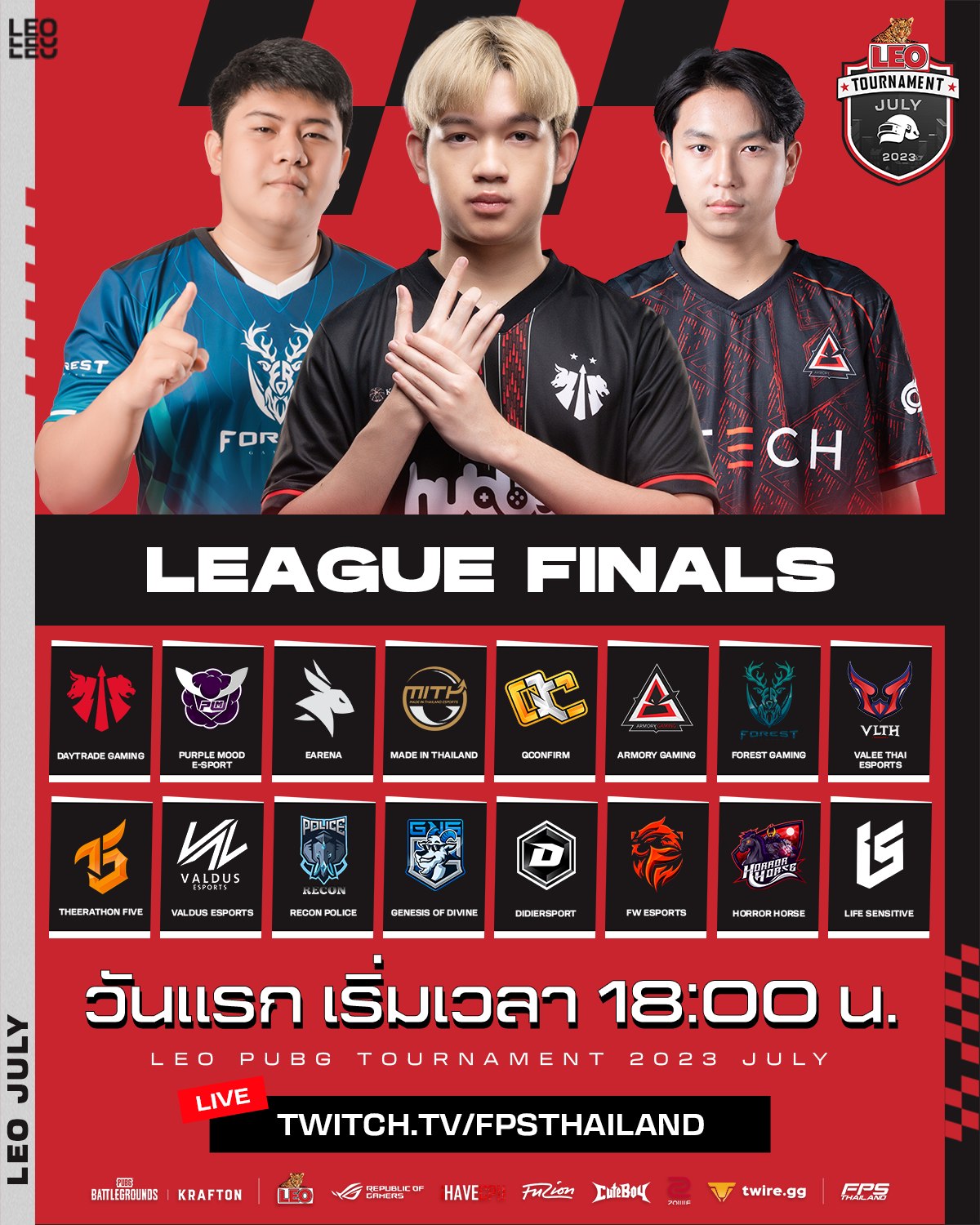 FPSThailand on Twitter: "🔥6 โมงเย็นวันนี้ วันแรก ! การแข่งขัน 𝗟𝗘𝗢 𝗣𝗨𝗕𝗚 𝗧𝗼𝘂𝗿𝗻𝗮𝗺𝗲𝗻𝘁 𝟮𝟬𝟮𝟯 ประจำ ...