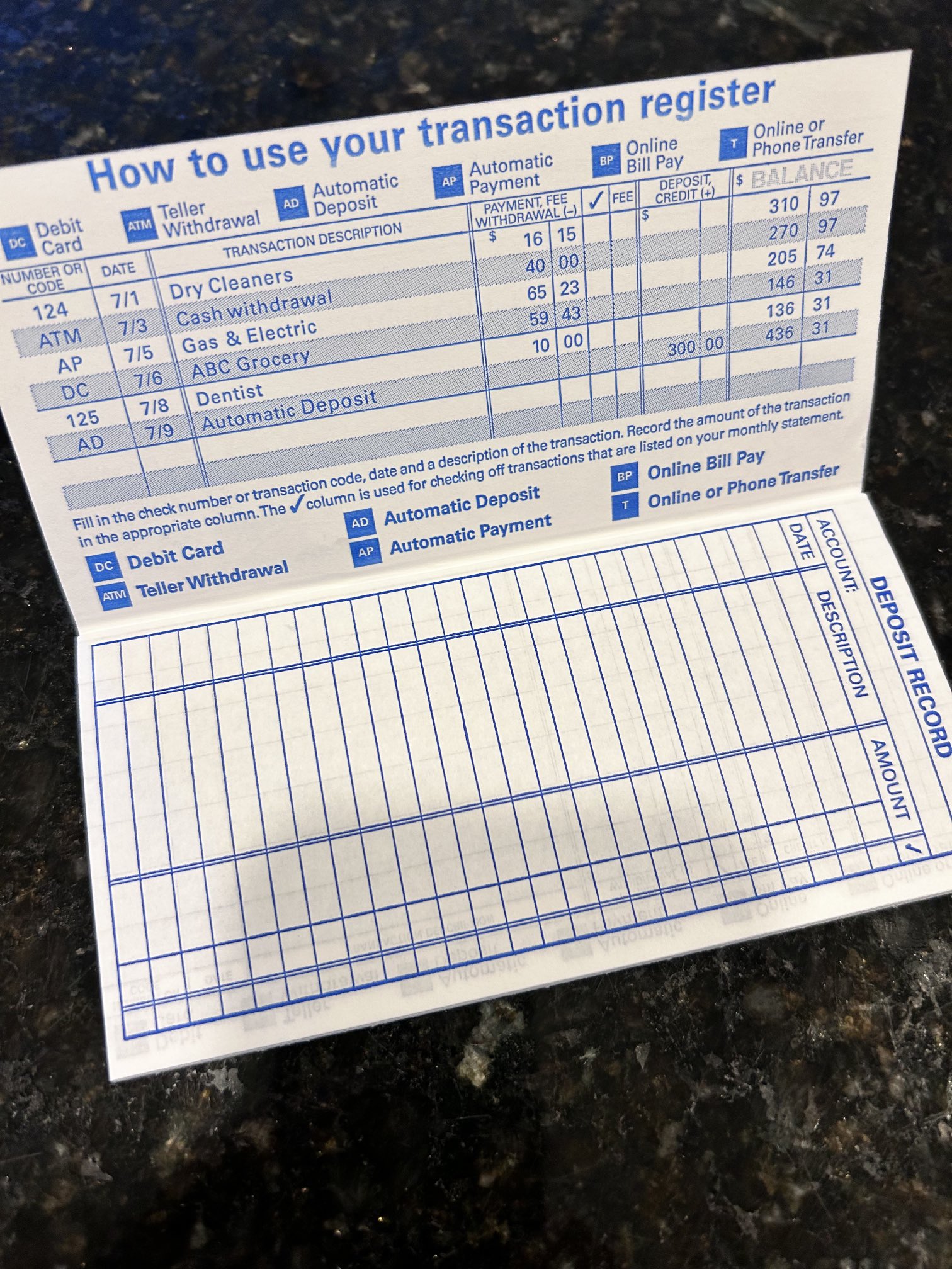 Debit Card Transaction Register