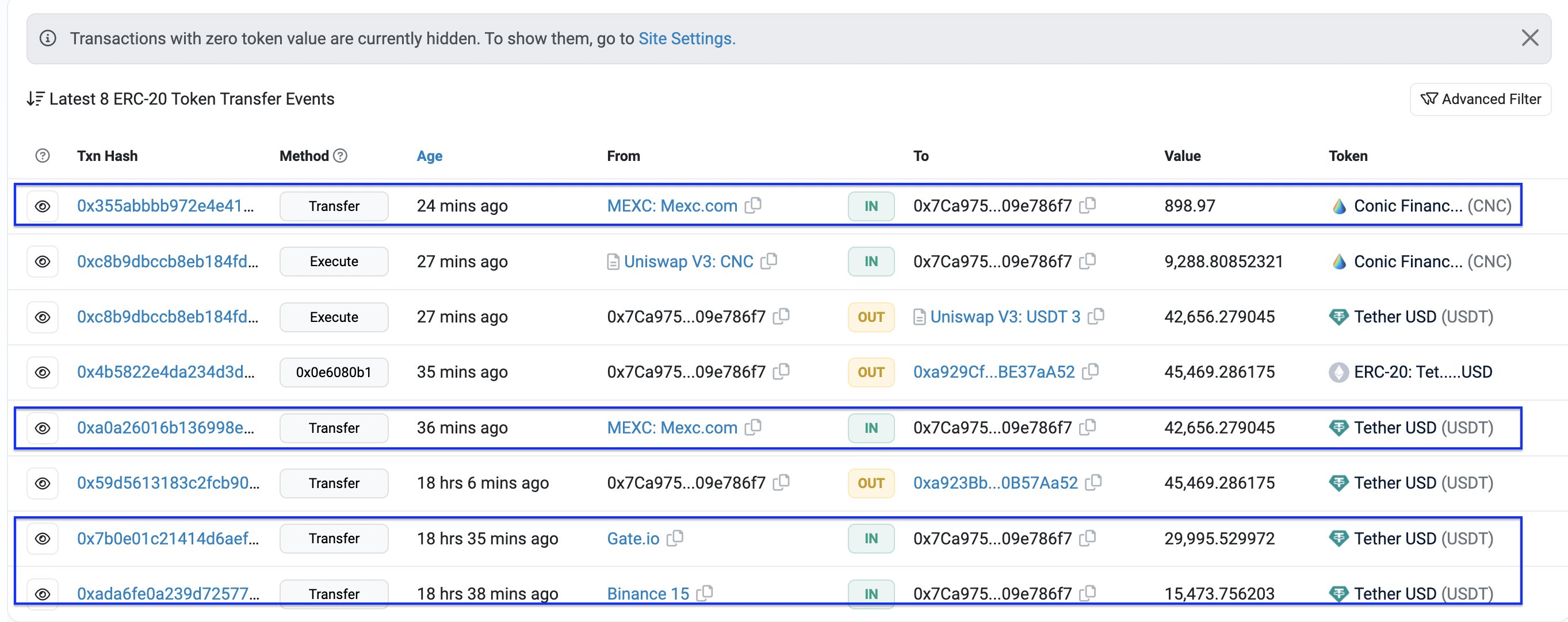 Candlestick on Twitter: "3/4 Step 3 Hover on the stealth address 86f7 and direct to Etherscan to ...