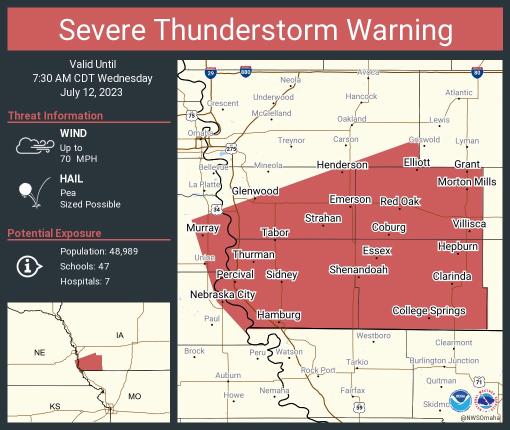 Nws Omaha On Twitter Severe Thunderstorm Warning Including Nebraska