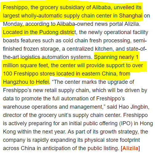 Sumeet on Twitter: "$BABA's #Freshippo unveiled its largest wholly-automatic supply chain center ...
