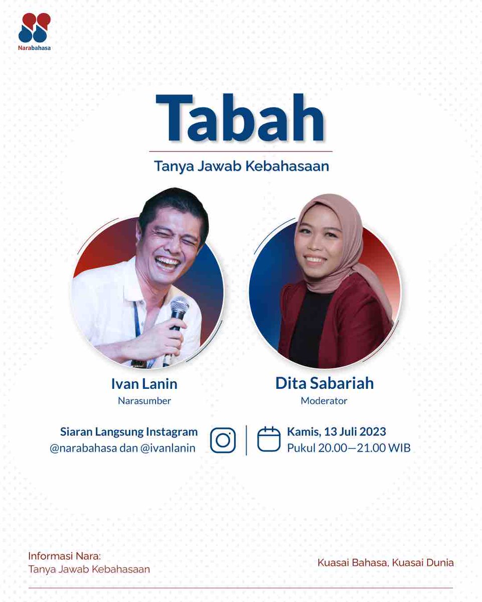 Ivan Lanin on Twitter: "RT @narabahasa: Dengan ditemani Mbak Dita Sabariah, Uda @ivanlanin siap ...