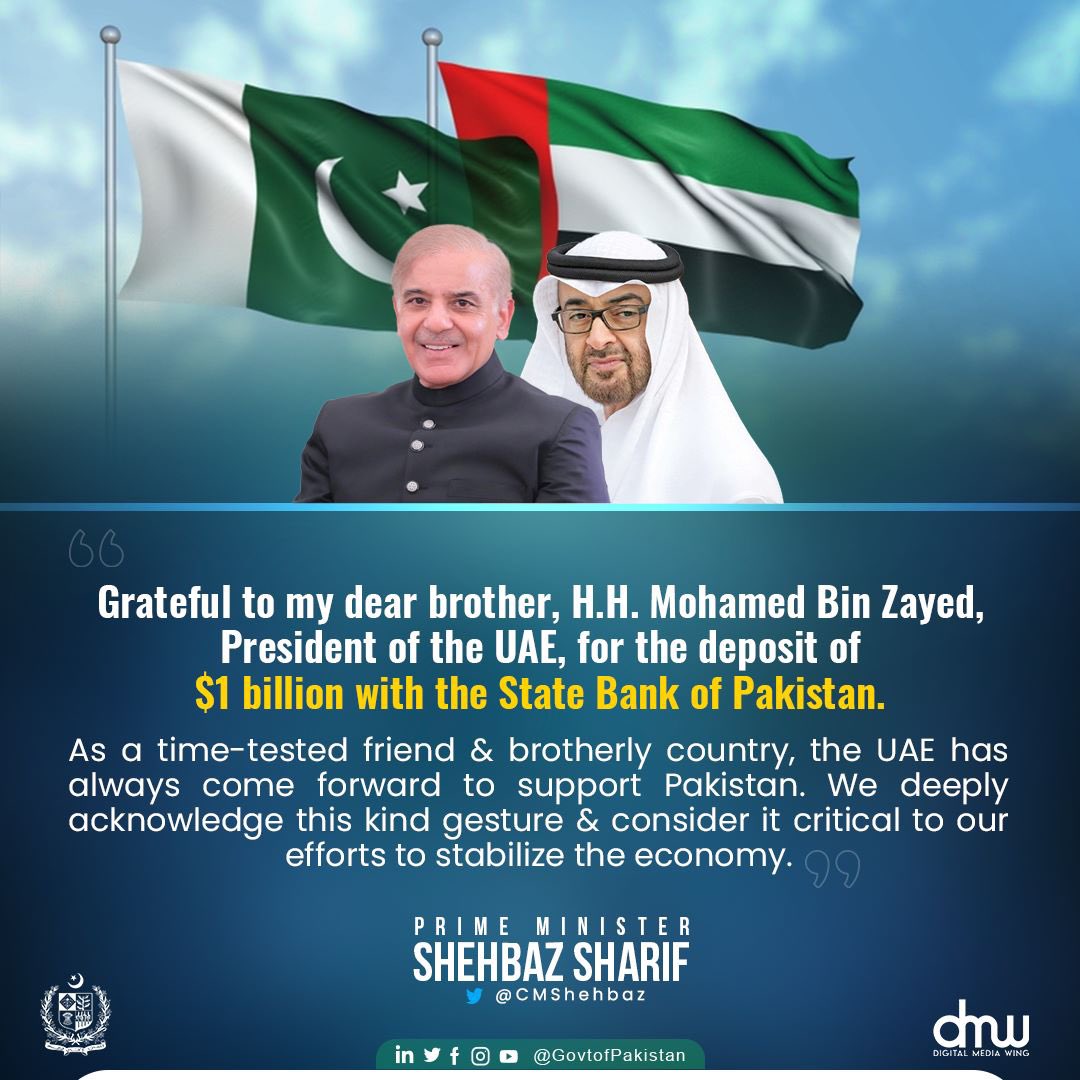 Government of Pakistan on Twitter: "Prime Minister Shehbaz Sharif thanked H.H. Mohamed Bin Zayed ...