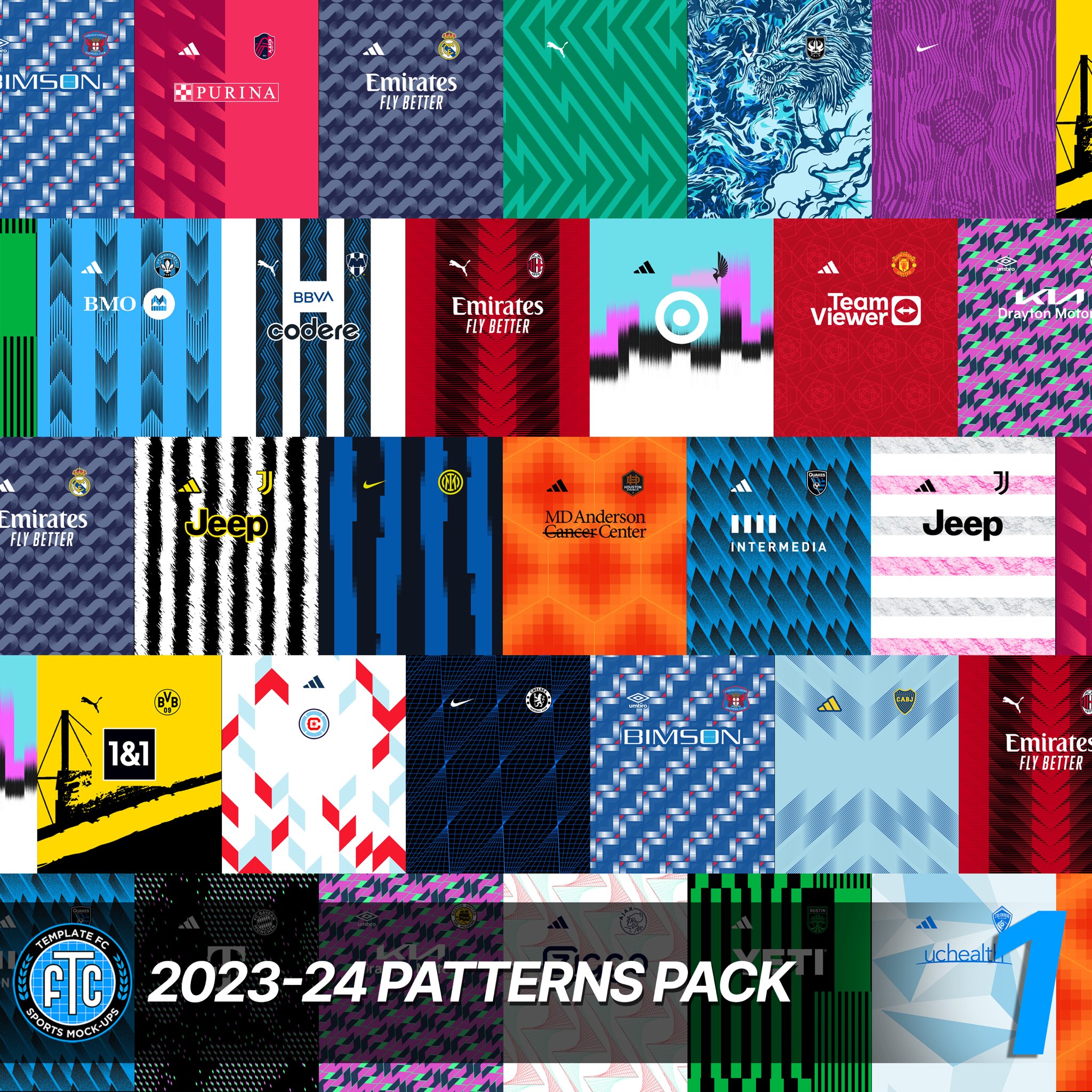 Template FC on Twitter: "TemplateFC Football/Soccer Jersey Patterns Pack 2023/24 - Part 1 This ...